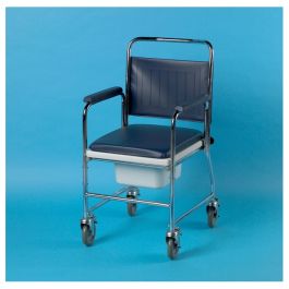 Homecraft Chrome Plated Wheeled Commode - Square Bowl